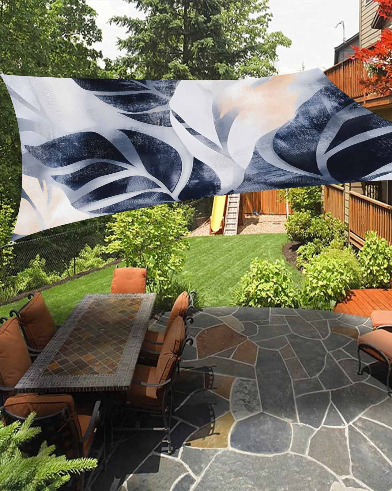 Abstract Black Leaf Sun Shade Sail 6.5'X10' Summer Leaves Watercolor ...