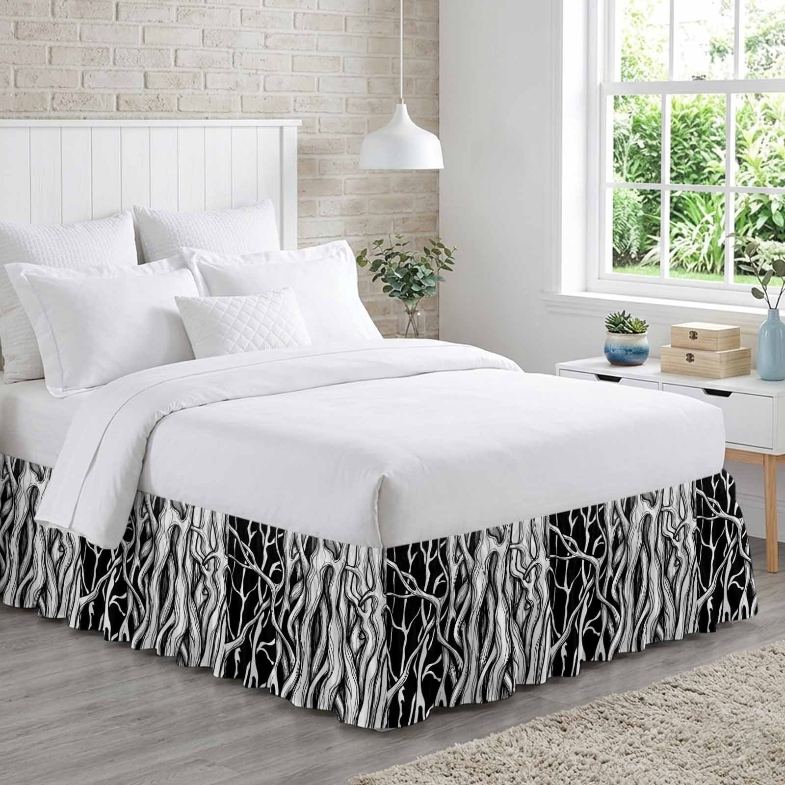 Abstract Black Line Bed Skirt King Size 18 Inch Drop, Tree Trunk ...