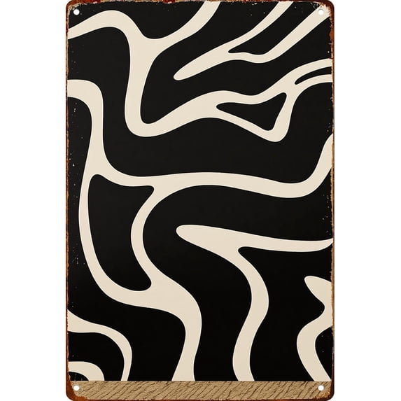 Abstract Black Lines Metal Wall Sign 8 x 12 Inch Home Office Kitchen ...