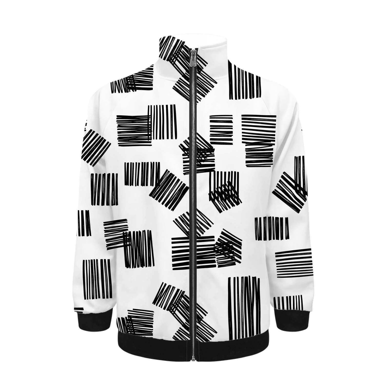 Abstract Black Lines White Background Jacket Men's Street Cool Long ...