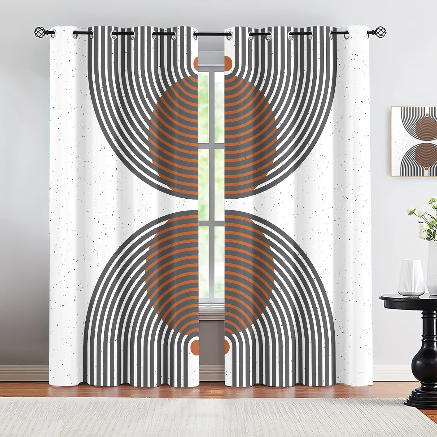 Abstract Black Lines Window Treatments Home Decor, Mid-Century Modern ...