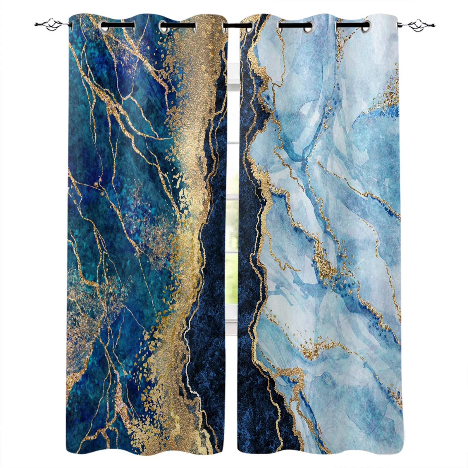 Abstract Black Marble Brown Malachite Curtains for Living Room Kids ...