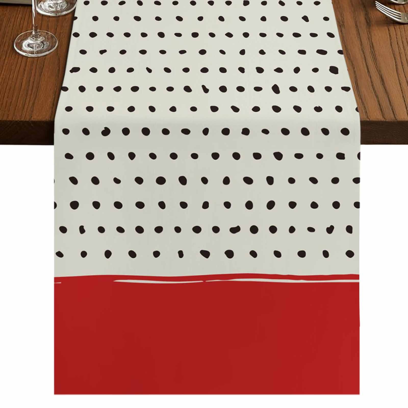 Abstract Black Polka Dot Burlap Cotton Table Runner 16x72 Inches Long ...