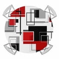 Abstract Black Red Geometric Elastic Fitted Round Table Cover Stripes ...