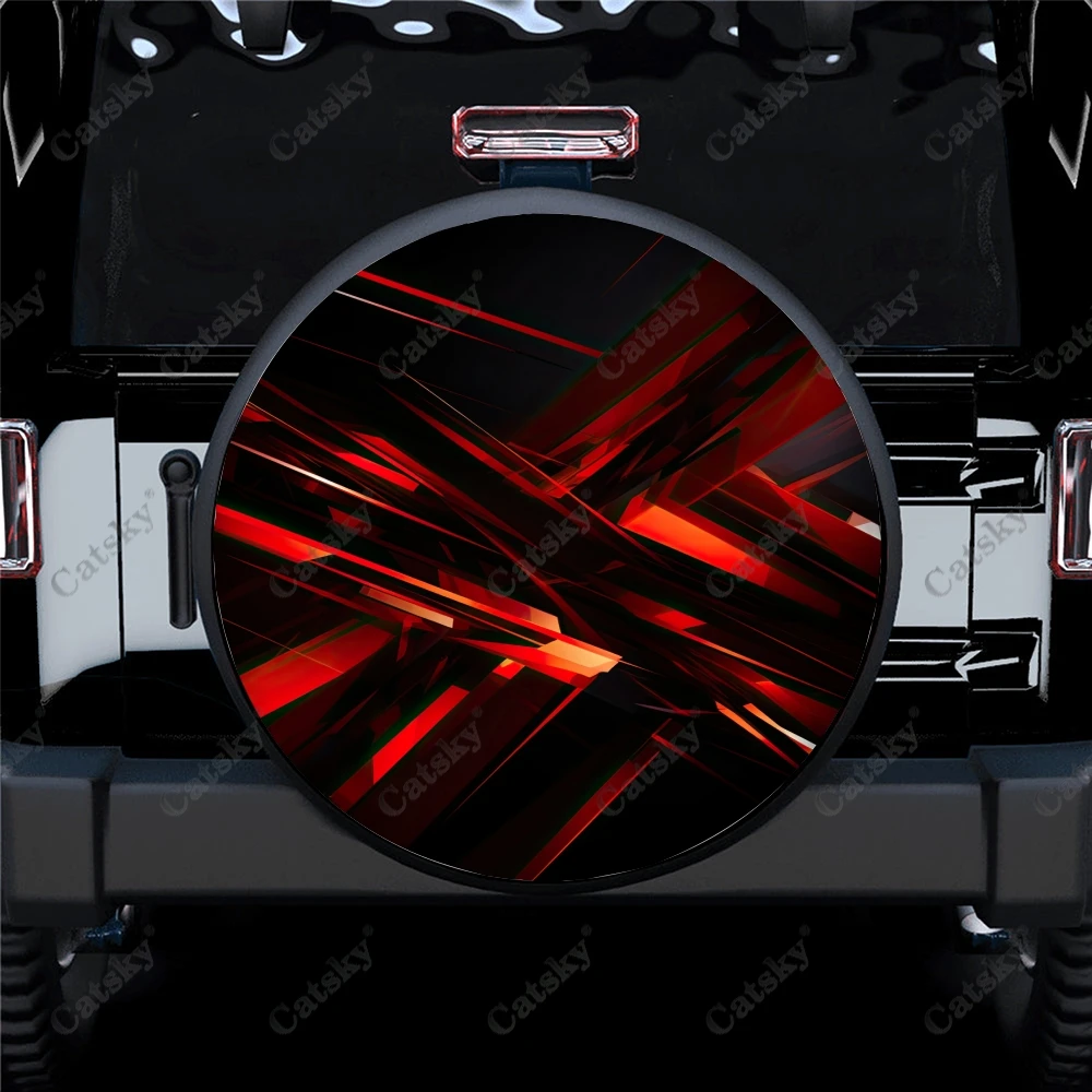 Abstract Black Red Polyester Universal Spare Wheel Tire Cover Custom ...