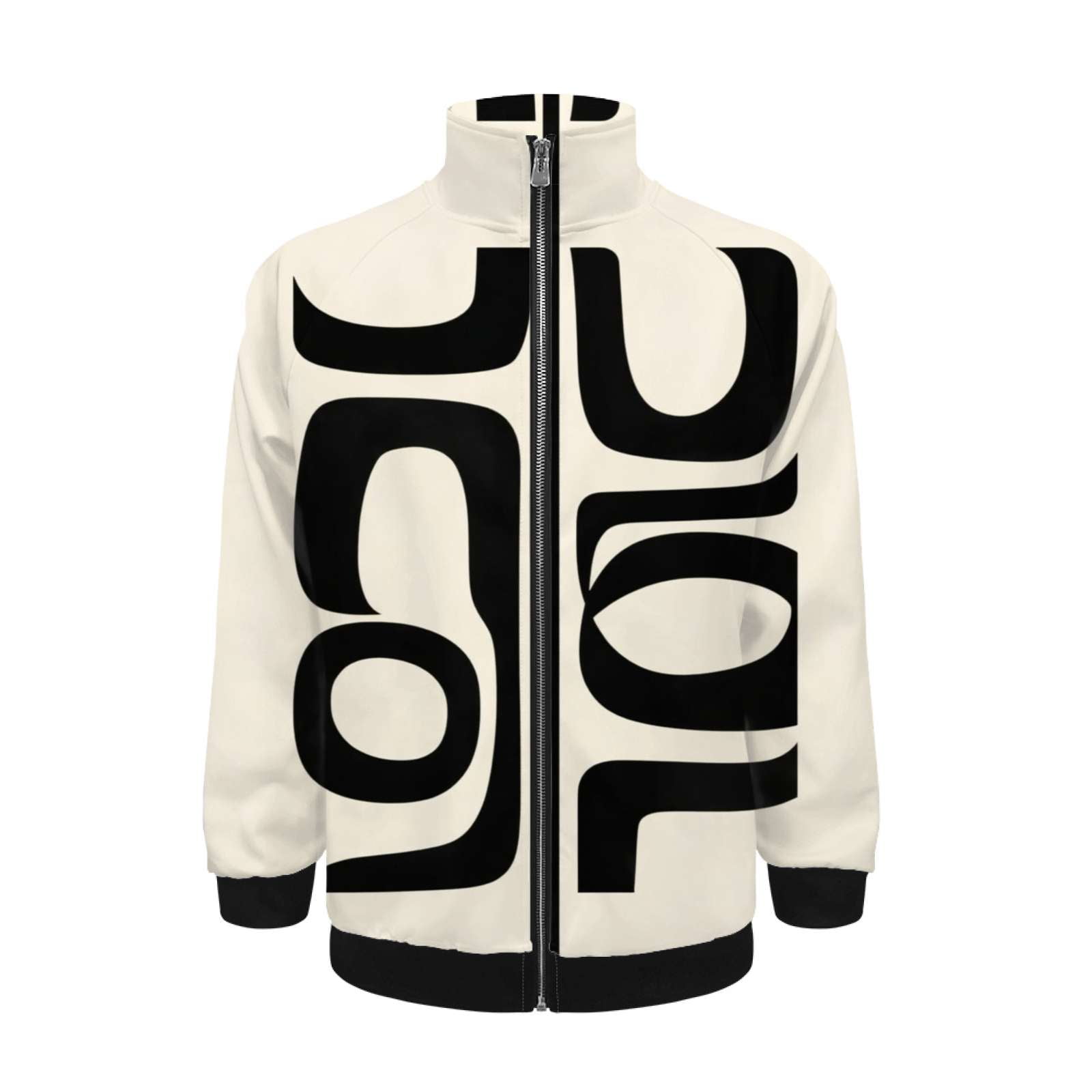 Abstract Black Shapes Cream Background Jacket Men's Street Cool Long ...