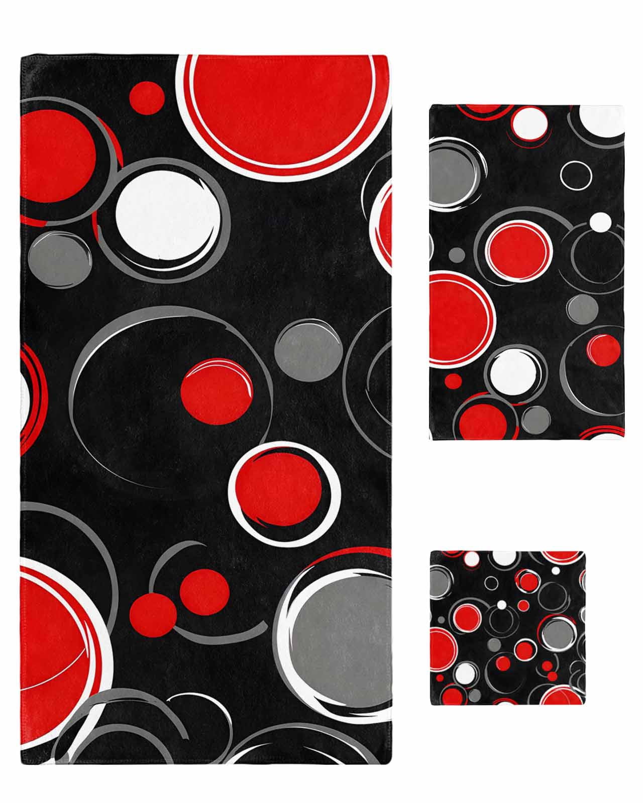 Abstract Black Towel Set of 3, Soft Microfiber Bath Towels, Hand Towel ...