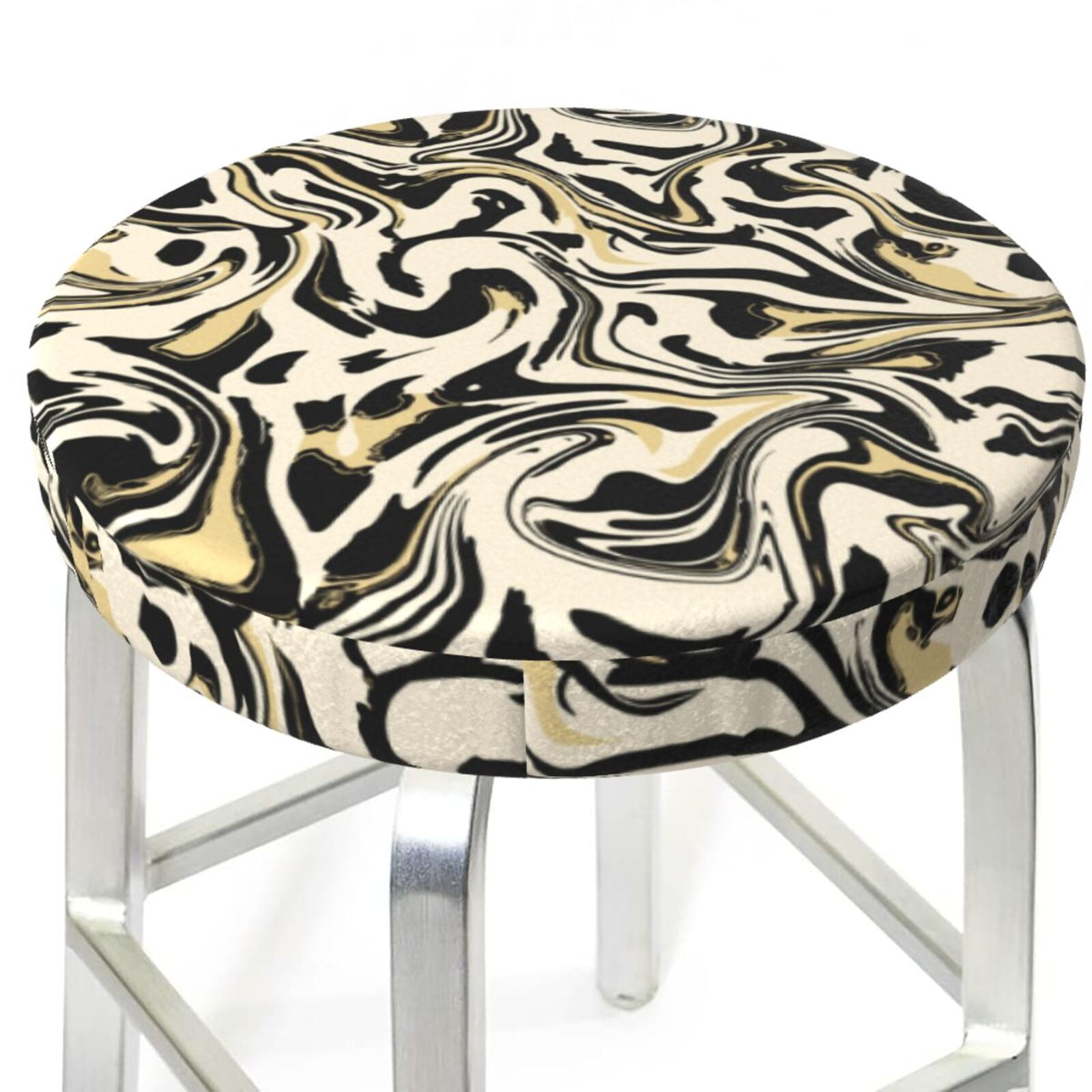 Abstract Black White Camouflage Round Bar Stool Seat Covers, Elastic ...
