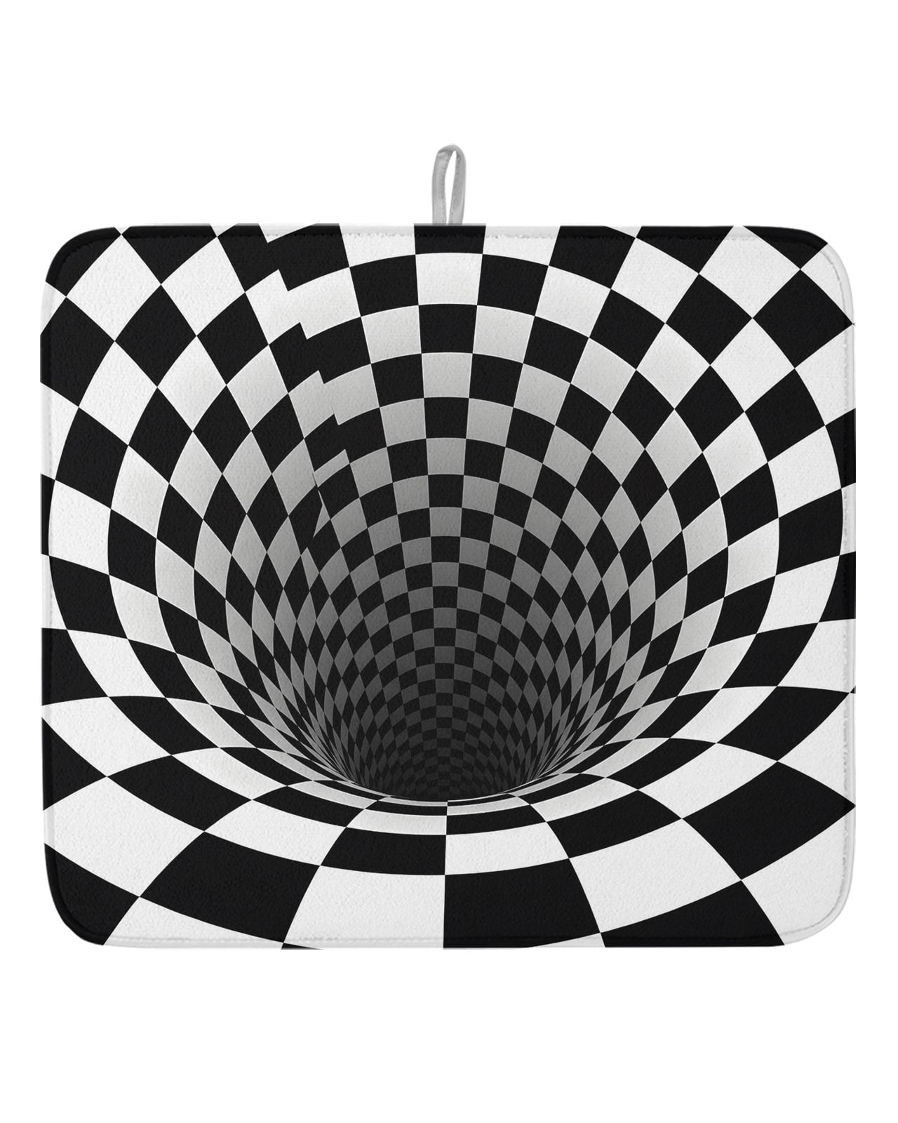Abstract Black White Checkered Dish Drying Mats for Kitchen Counter ...