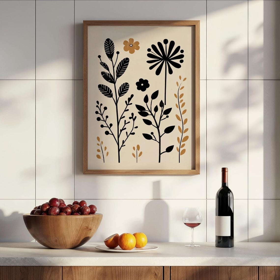 Abstract Black And White Flower Poster, Contemporary Artwork Print ...