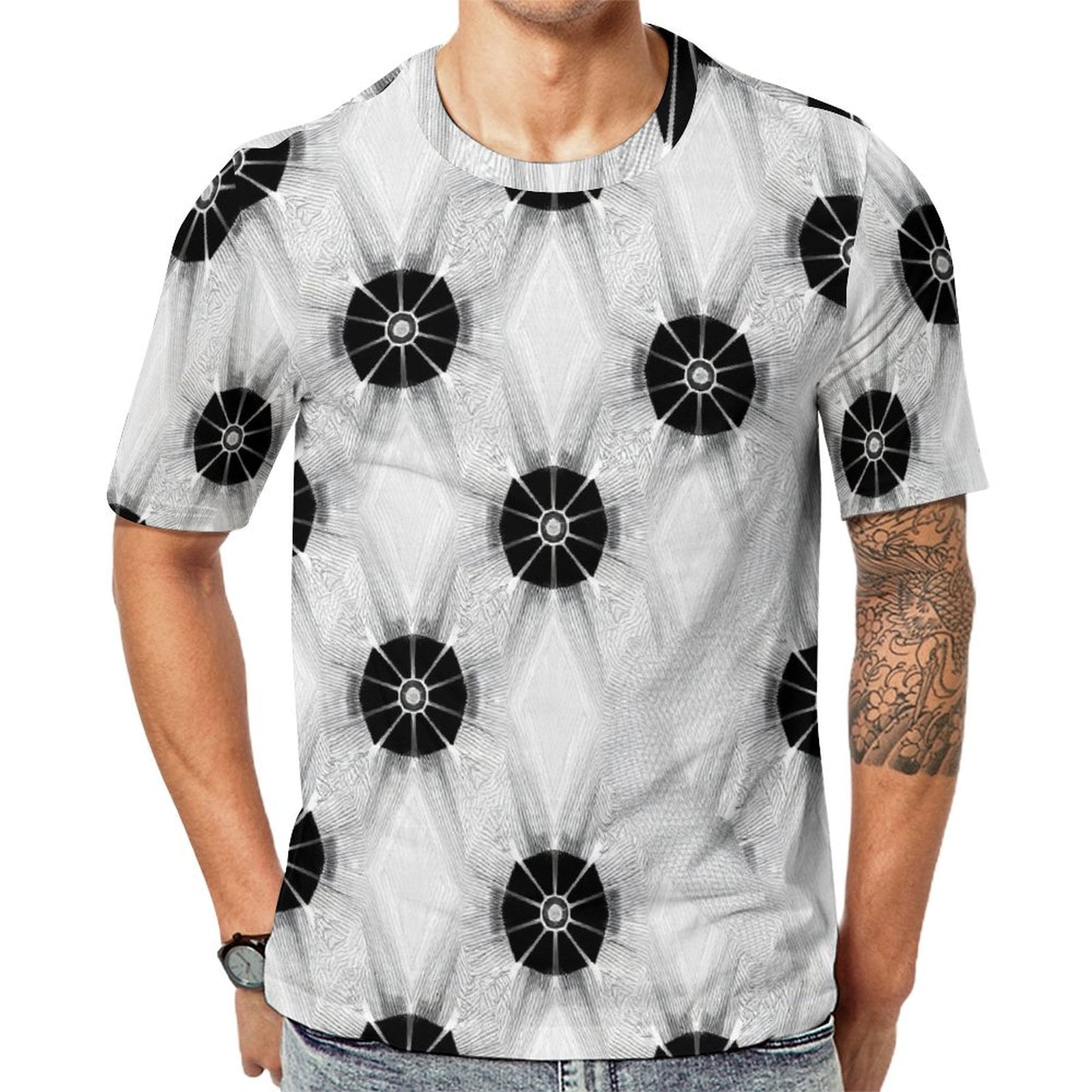 Abstract Black White Geometric Pattern Design T Shirt For Men Summer ...