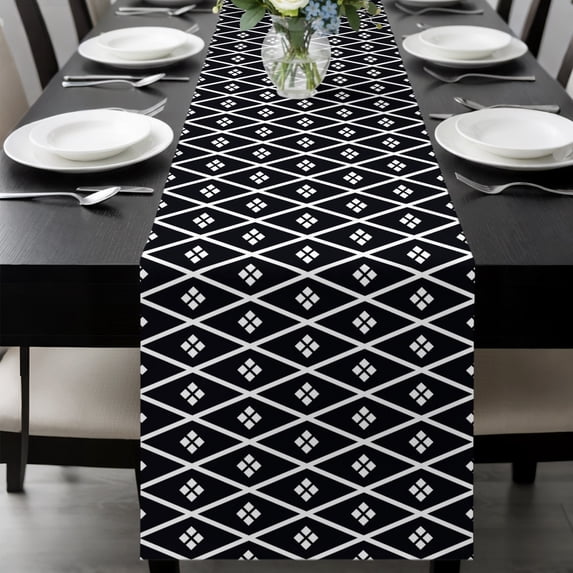 Abstract Black White Geometric Pattern Table Runner 70 Inches Long ...
