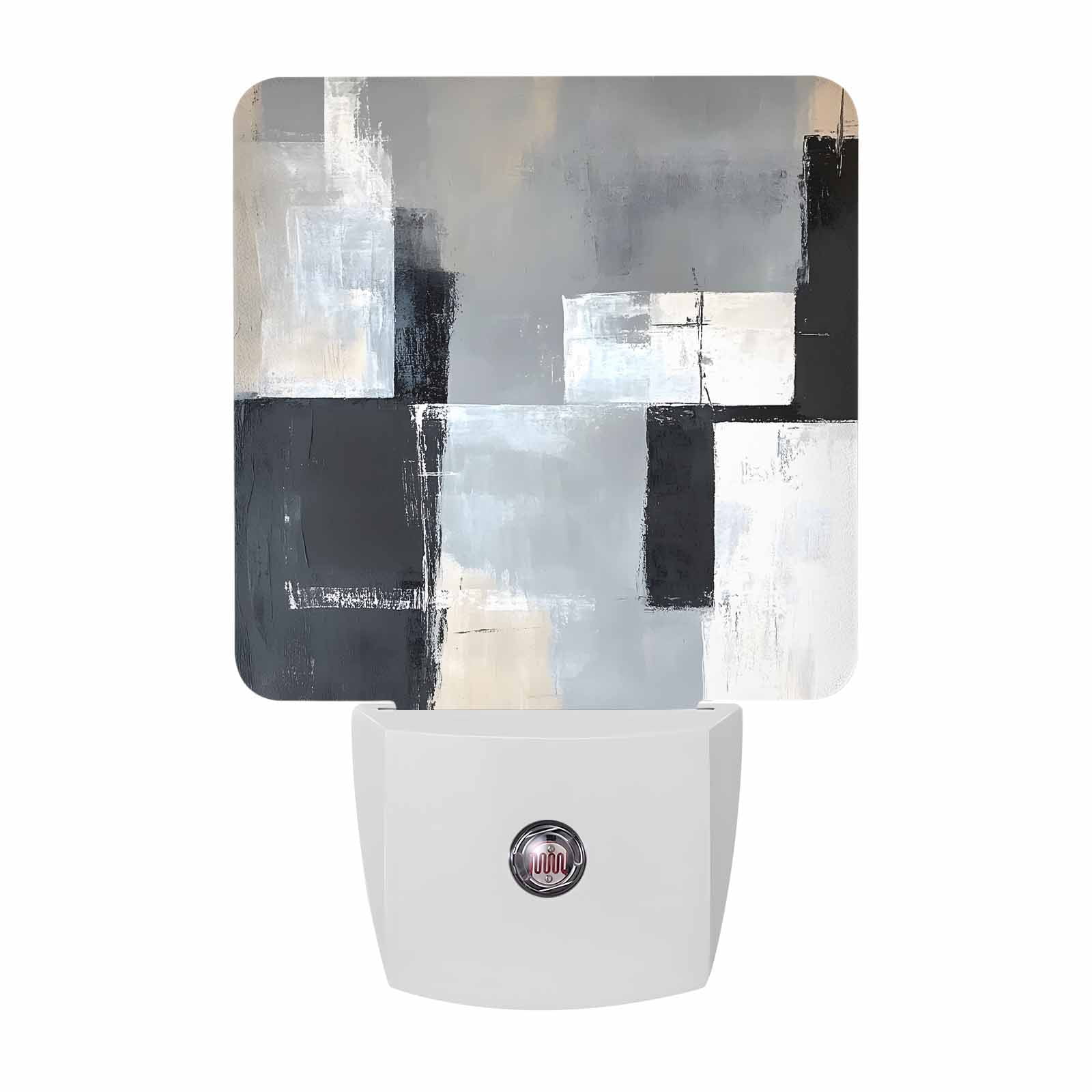 Abstract Black White Gray Plug-in LED Night Lights Painting Art Auto ...