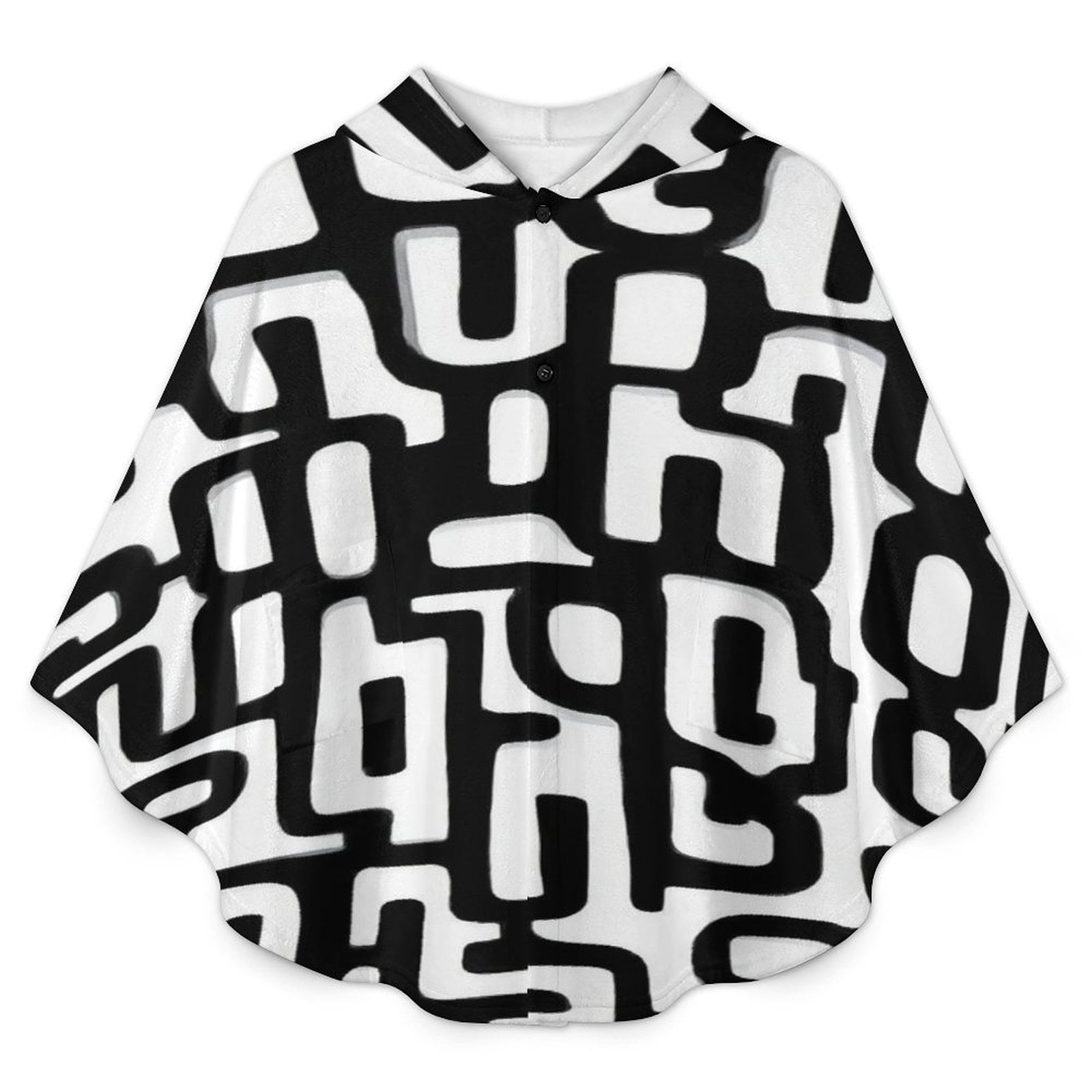 Abstract Black White Pattern Design Blanket Oversized Wearable Hooded ...