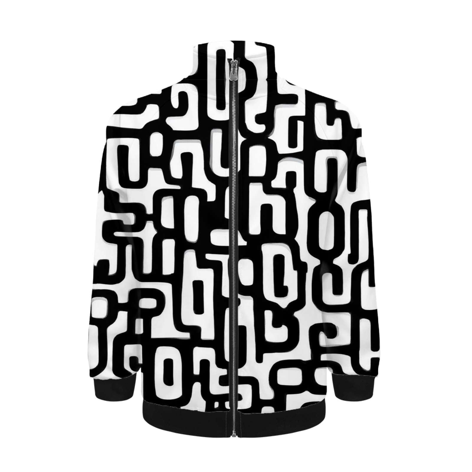 Abstract Black White Pattern Design Jacket Men's Street Cool Long ...