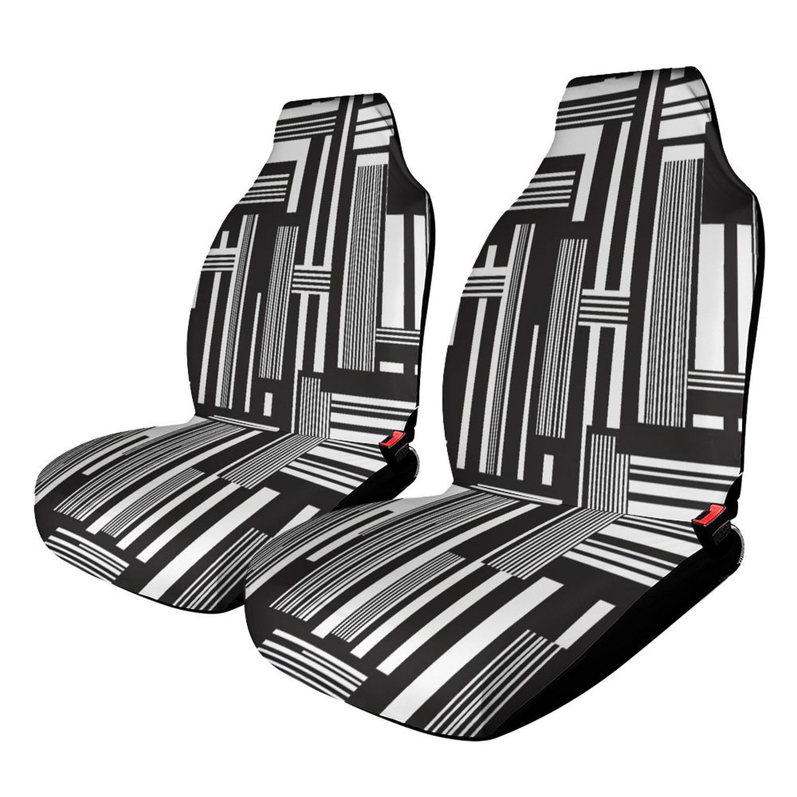 Abstract Black White Striped Pattern Car Seat Covers Front Seats ...