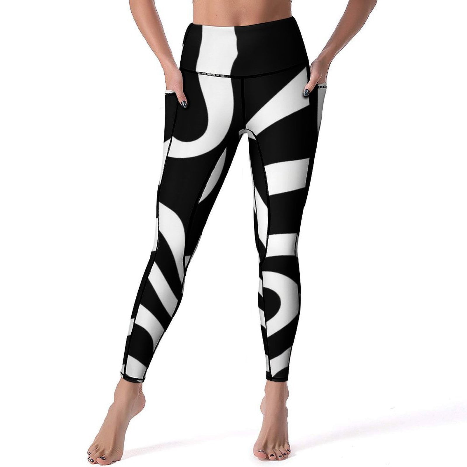 Abstract Black White Swirl Art Leggings Legging Gym Gym Pants Gym ...