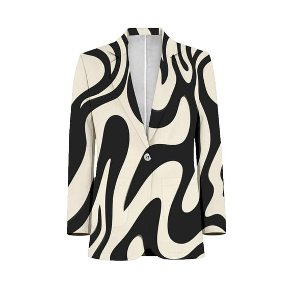 Abstract Black White Swirls Design Men's Suit Blazer Casual Party Wear ...