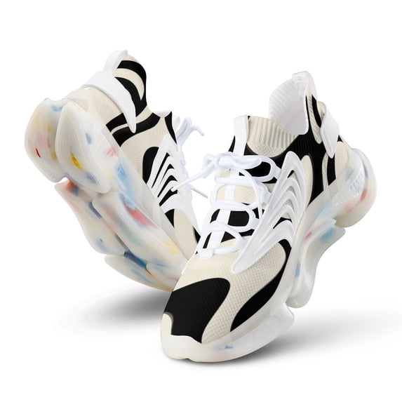 Abstract Black White Swirls Design Walking Shoes for Men Woman ...