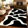 Abstract Black and White Textured Area Rug, Modern Minimalist Design ...