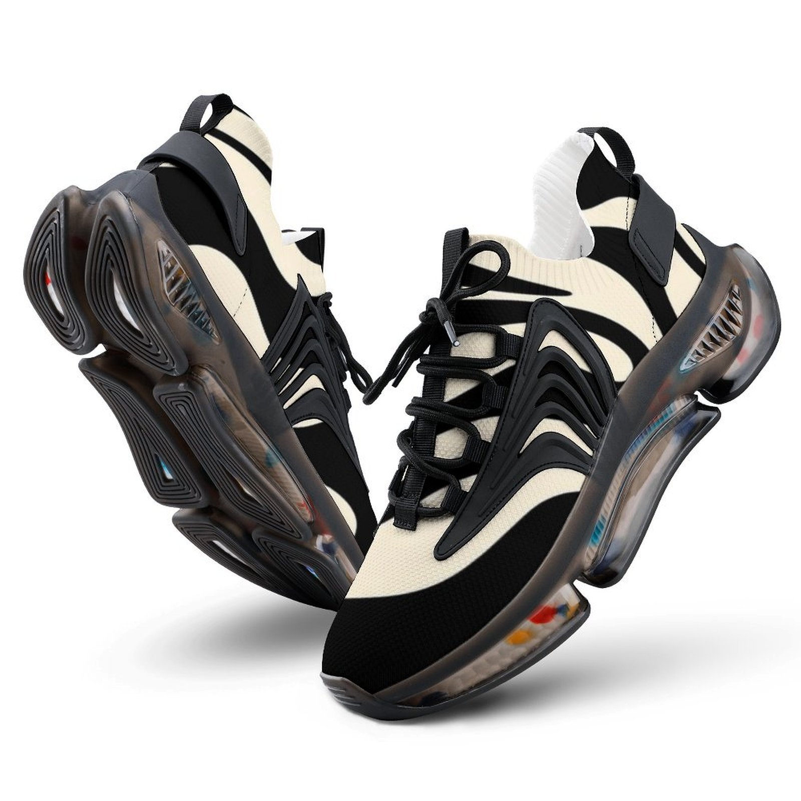 Abstract Black White Waves Pattern Walking Shoes for Men Woman ...