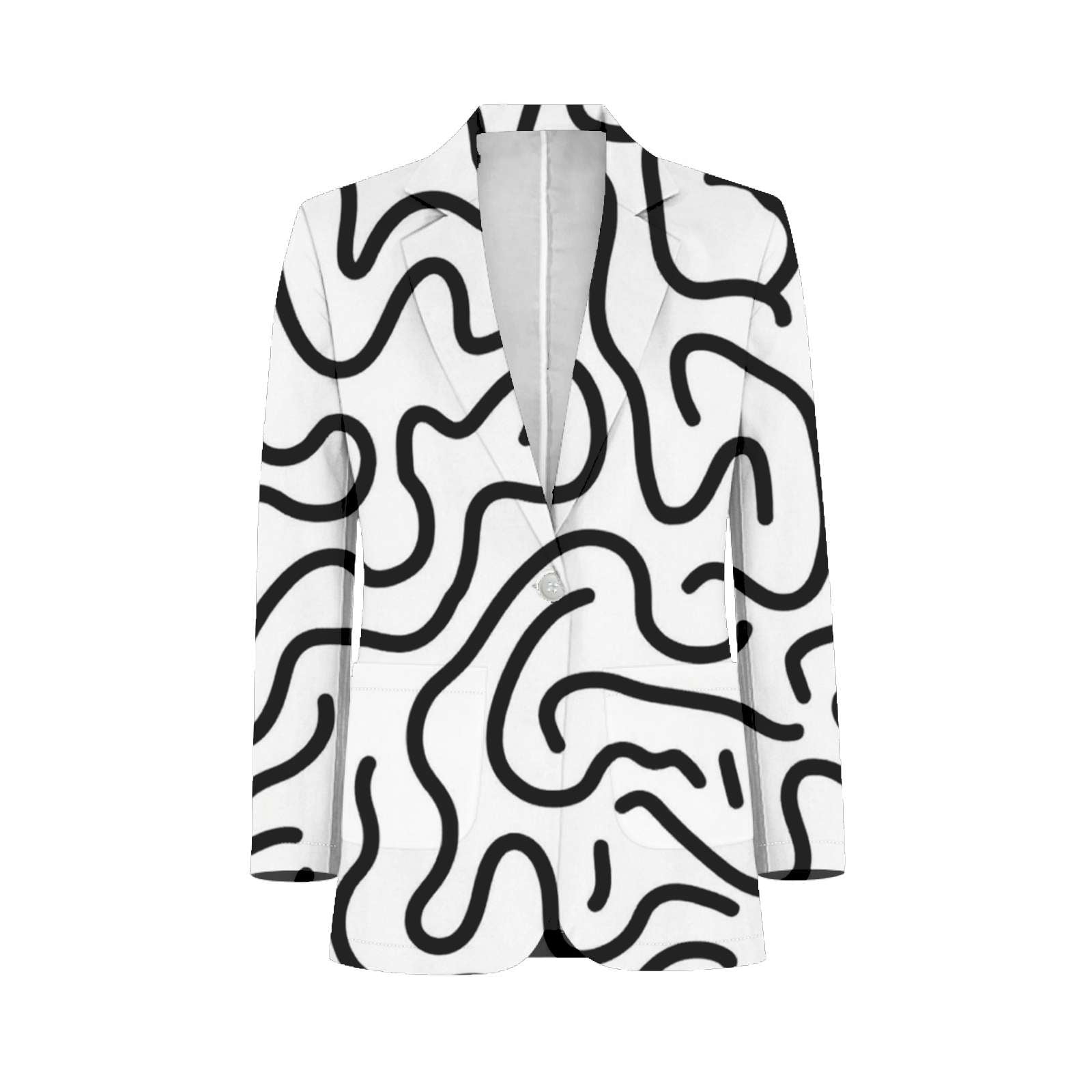 Abstract Black White Wavy Lines Mens Suits Shawl Collar Slim Fit Suit ...