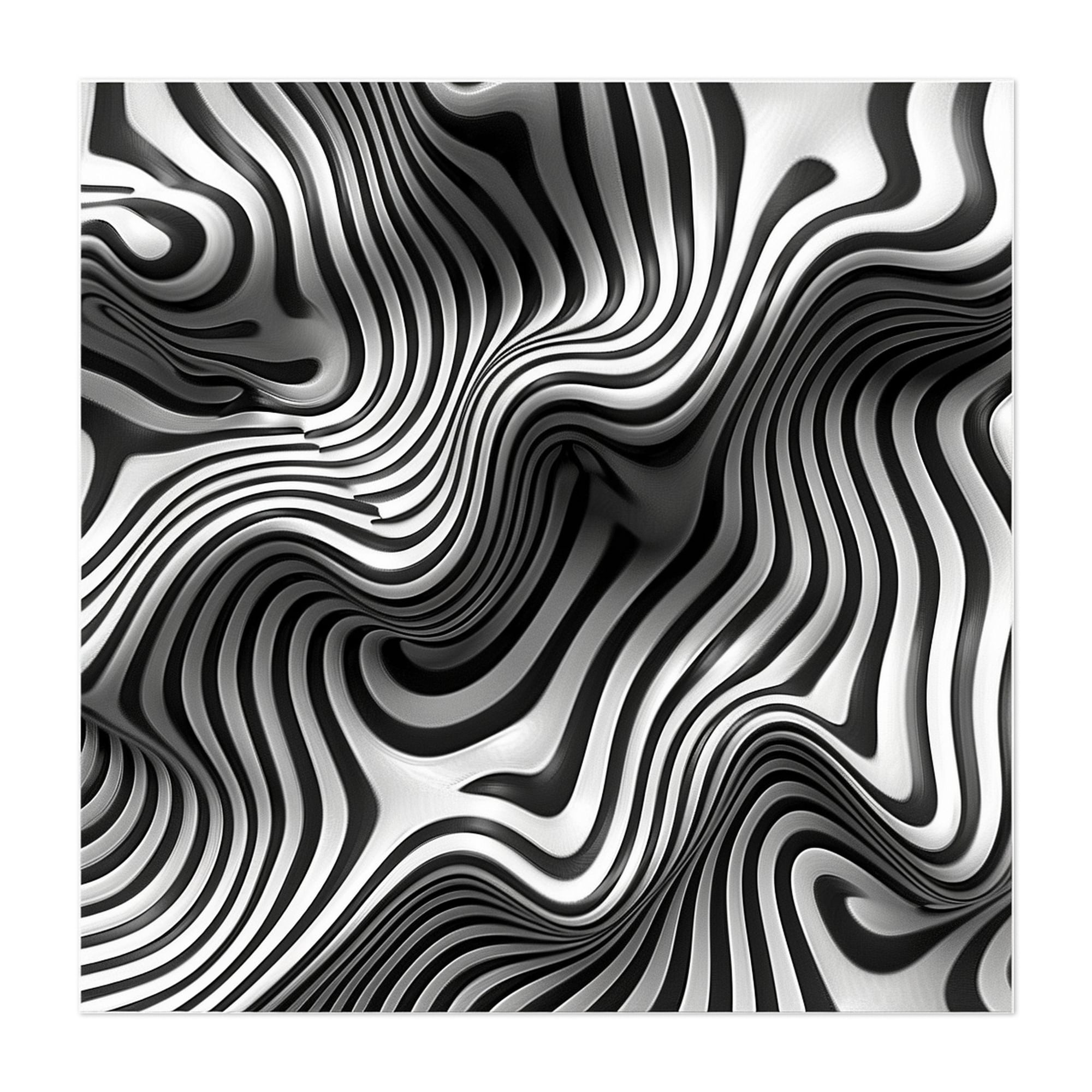 Abstract Black and White Wavy Stripes 3D Rendered Surface Texture ...