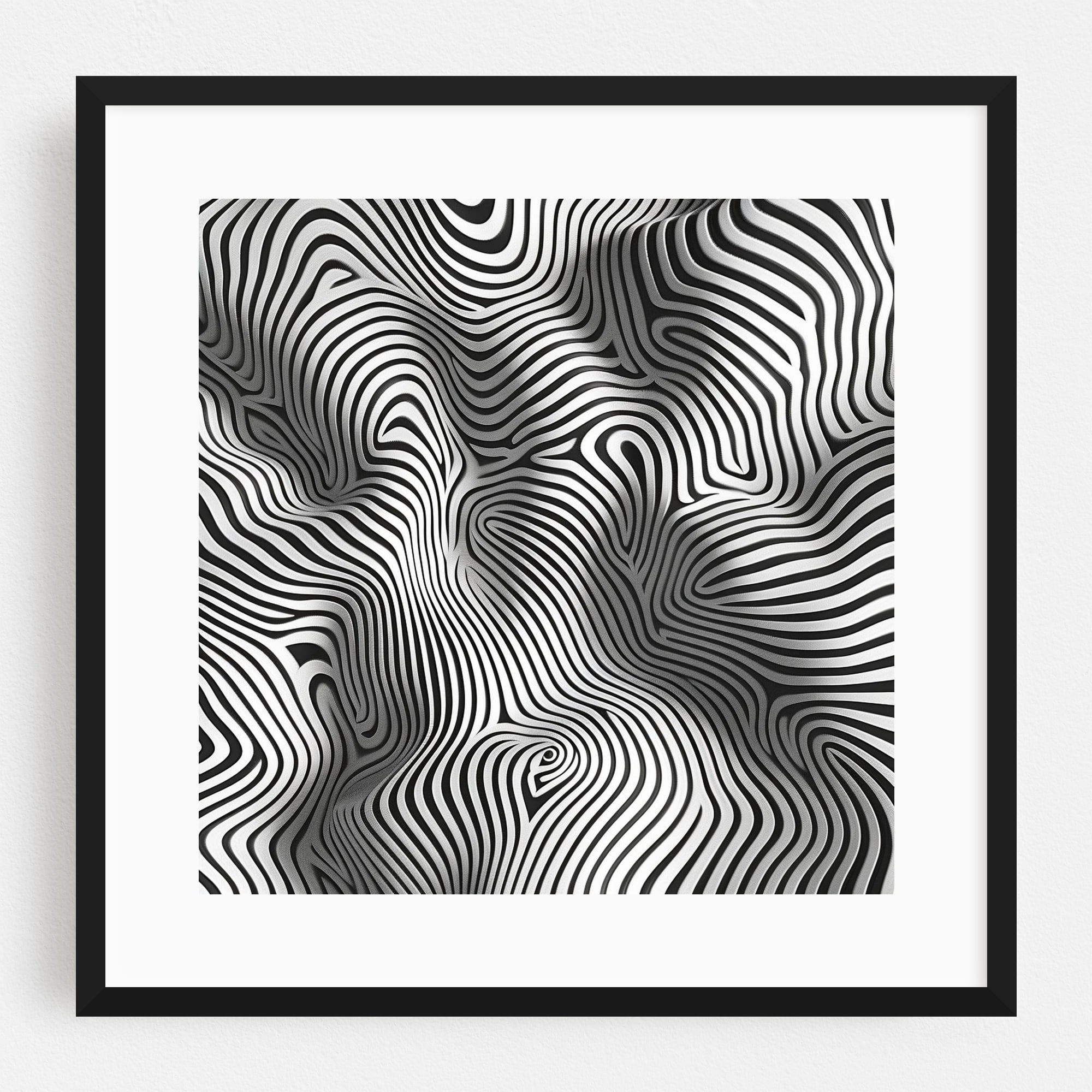 Abstract Black and White Wavy Stripes Pattern with Depth and Shadow ...