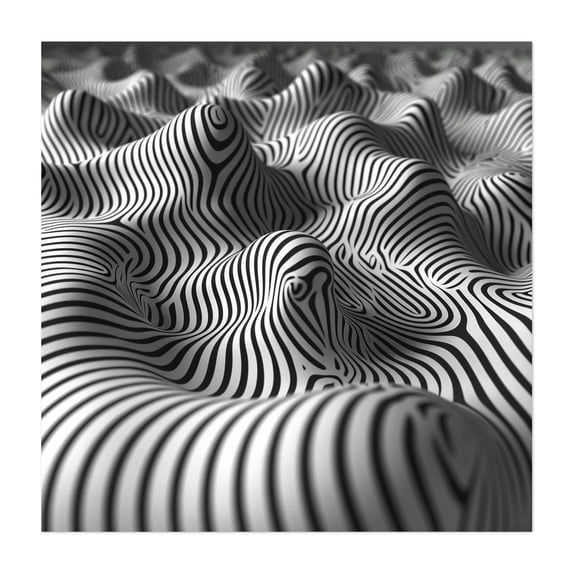 Abstract Black and White Wavy Surface with Optical Illusion Stripes ...
