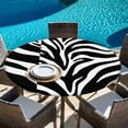 Abstract Black White Zebra Stripe Round Fitted Tablecloth with Elastic ...