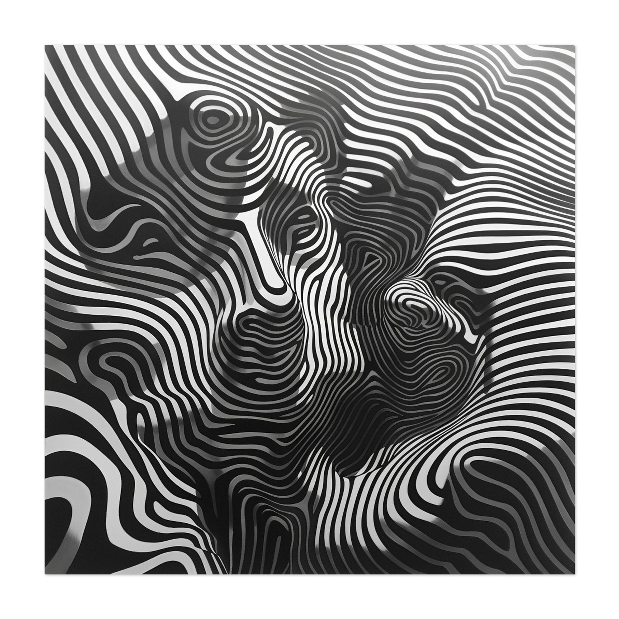 Abstract Black and White Zebra Stripes Pattern Forming a Human Face ...