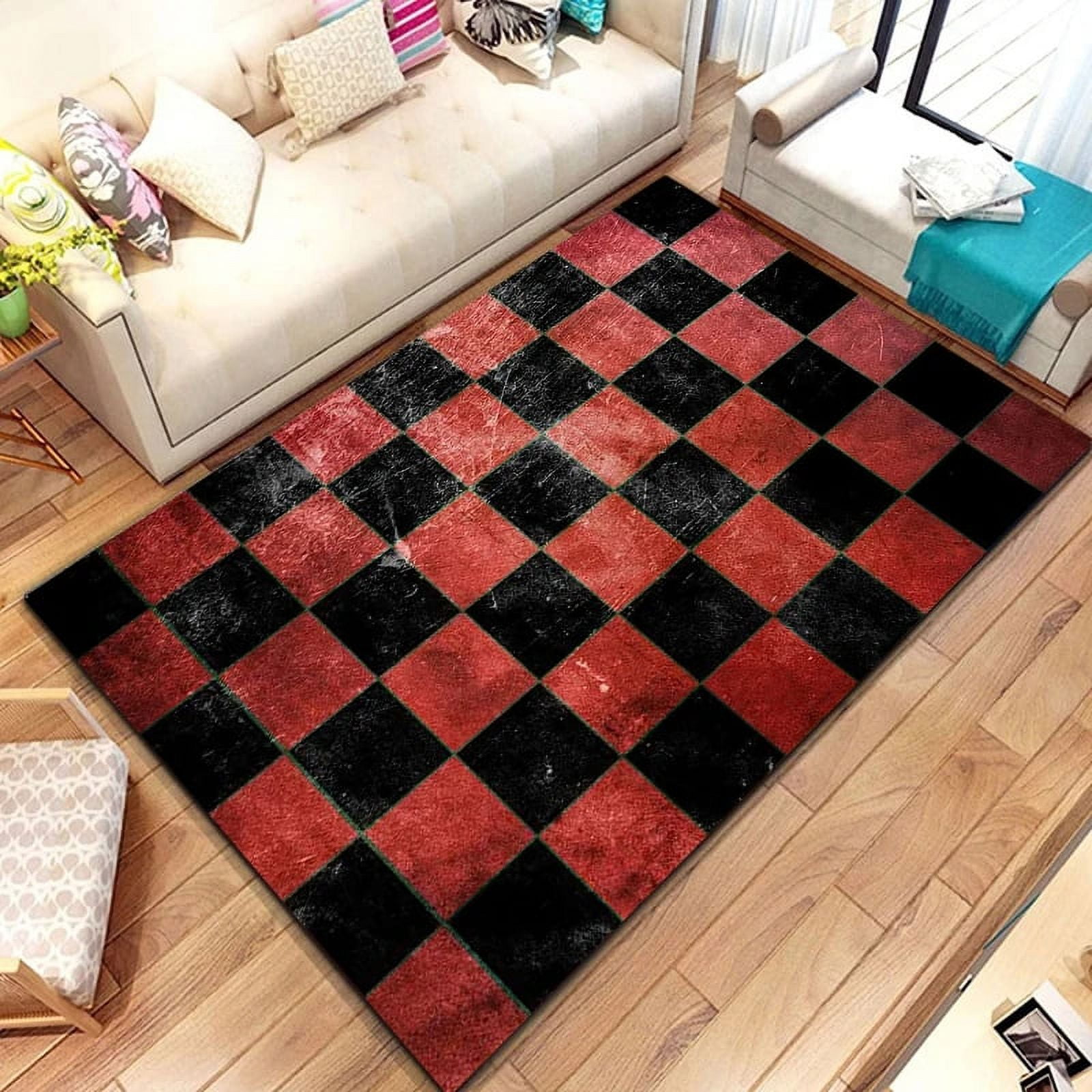 Abstract Black and White Checkerboard Plaid Carpet Moroccan Style ...
