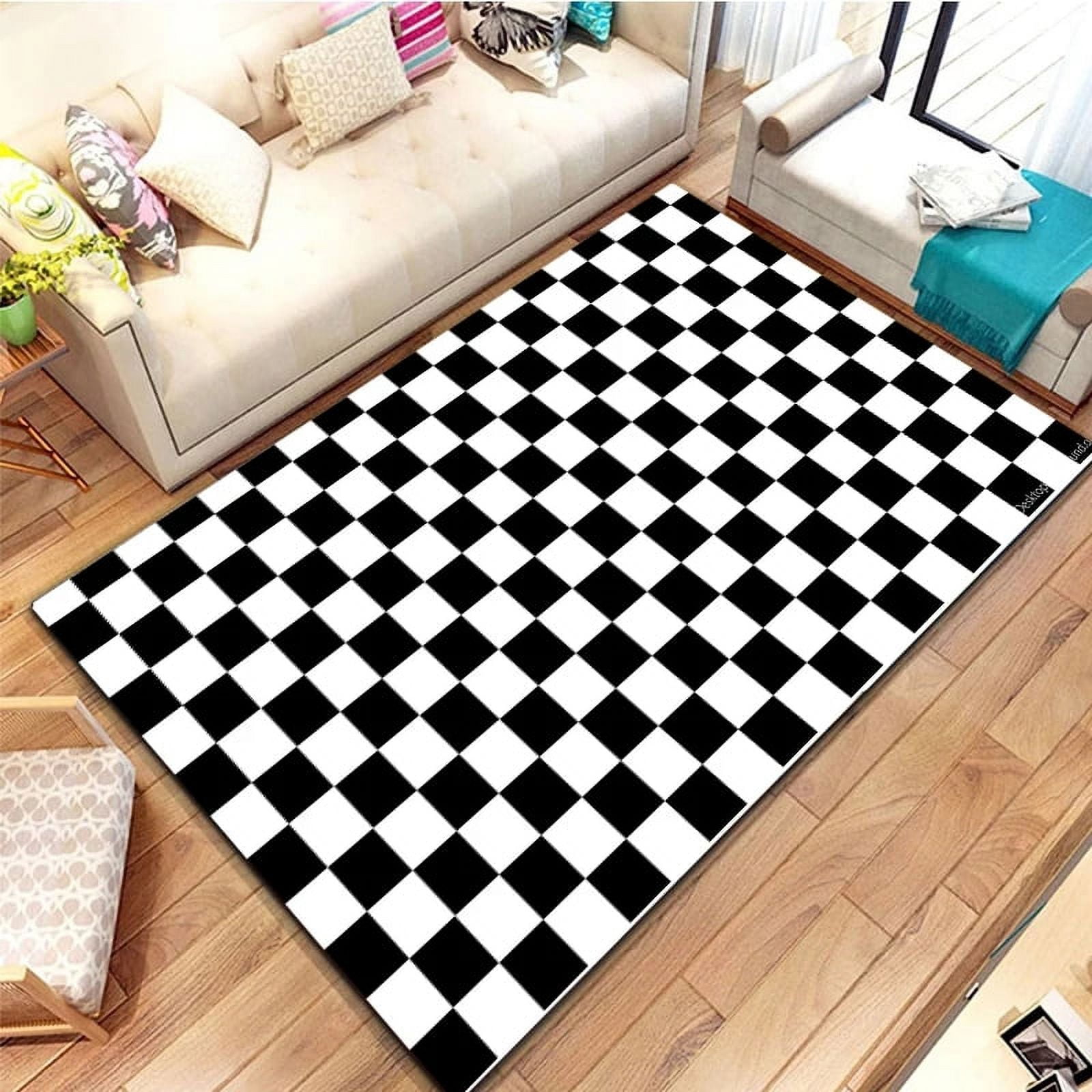 Abstract Black and White Checkerboard Plaid Carpet Moroccan Style ...