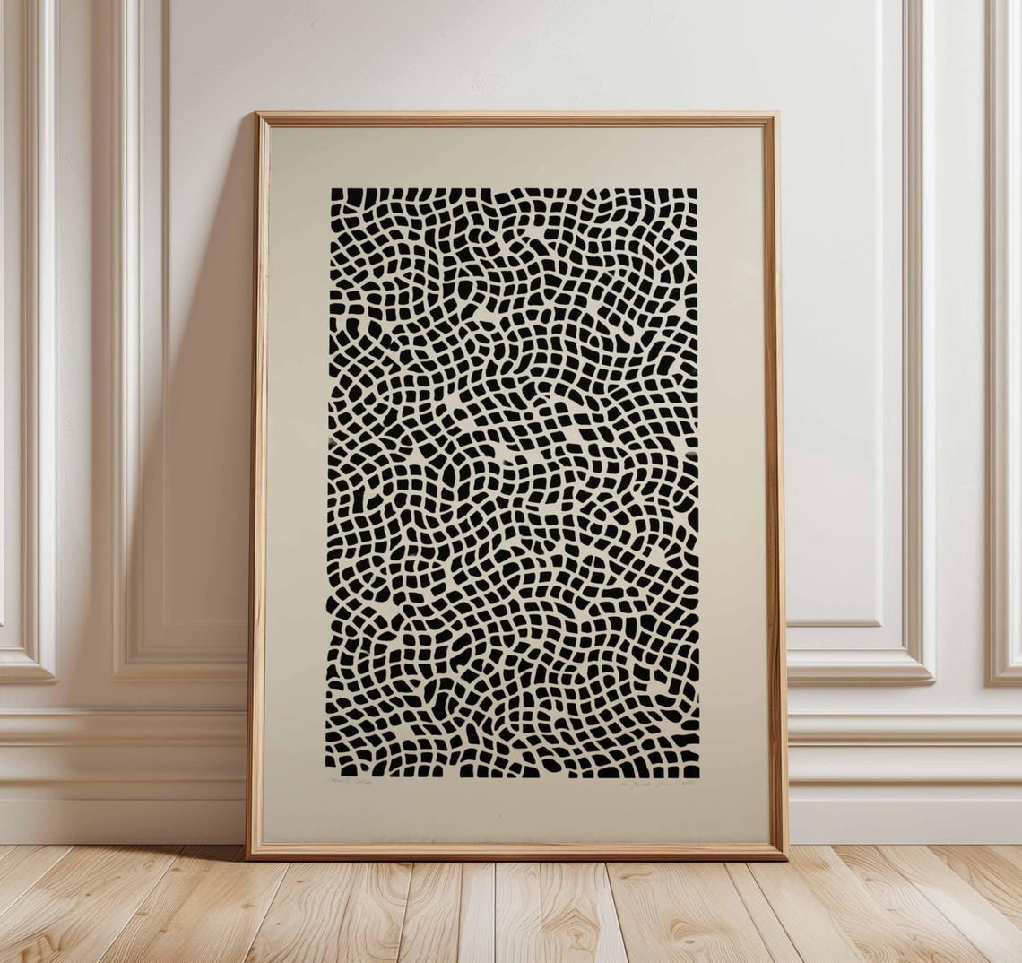 Abstract Black and White Geometric Pattern Modern Minimalist Decor ...
