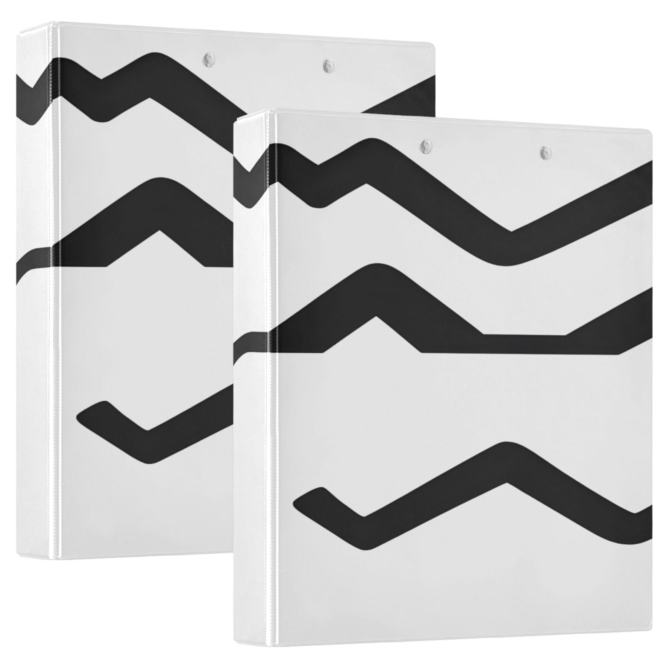 Abstract Black and White Pattern 12.4x10.6in PVC Round Ring Binders, 2 ...