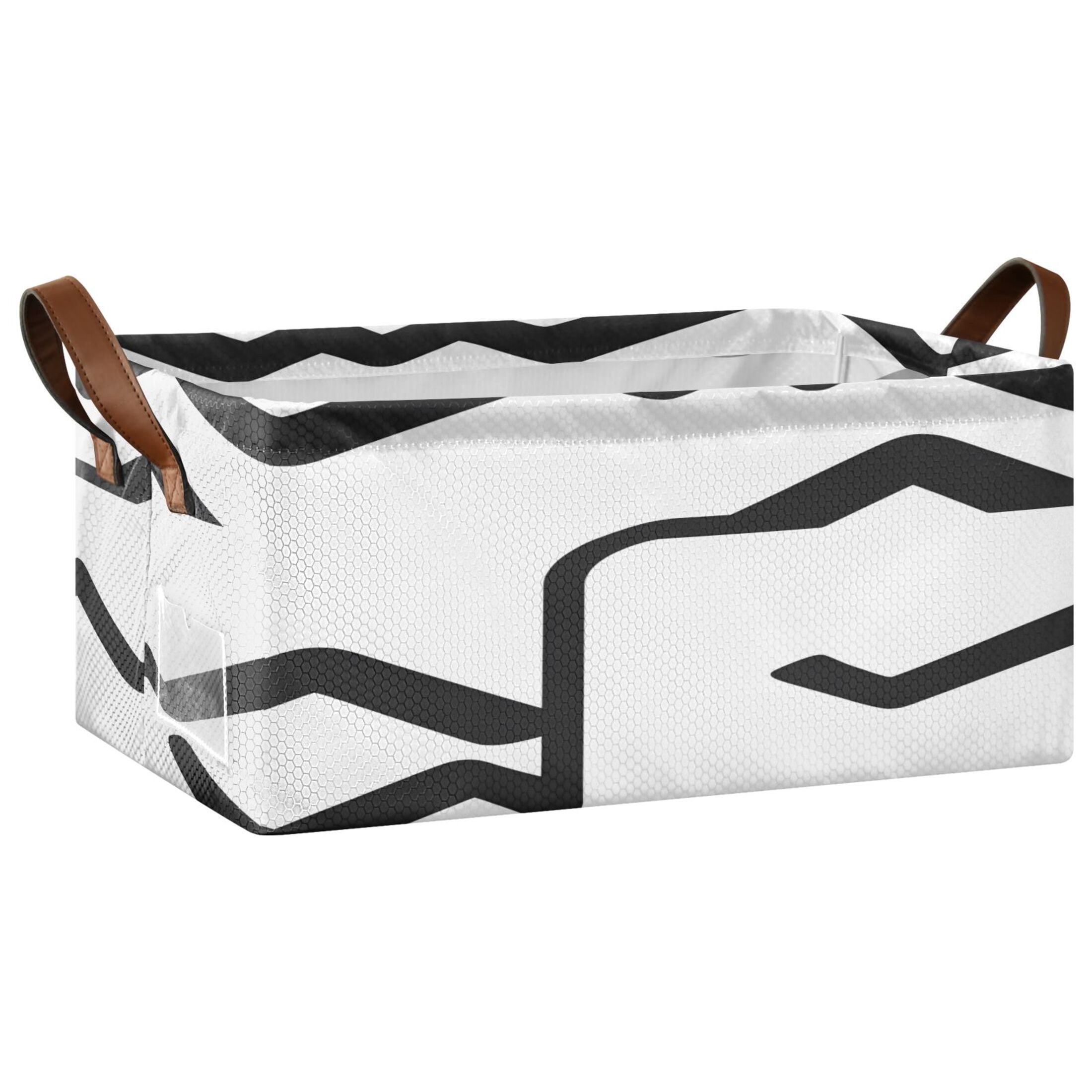 Abstract Black and White Pattern Open Home Storage Bins Foldable Metal ...