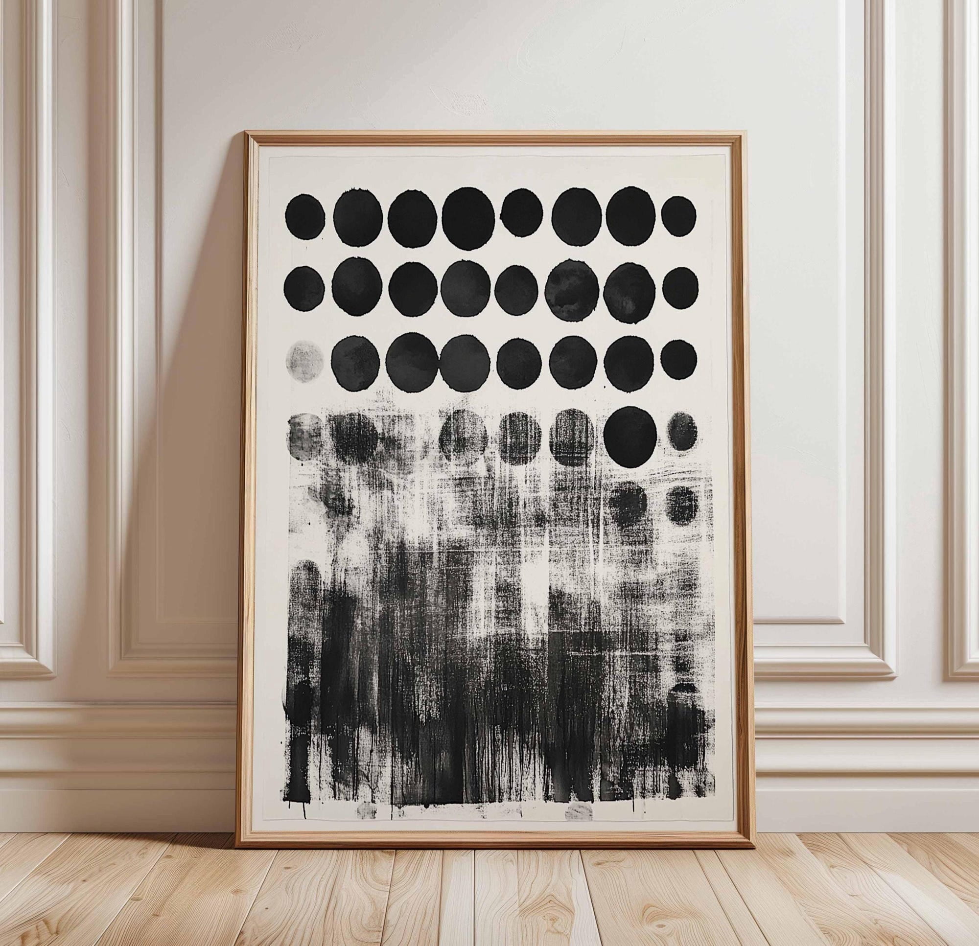 Abstract Black and White Poster Modern Circle Art Print Geometric Dot ...