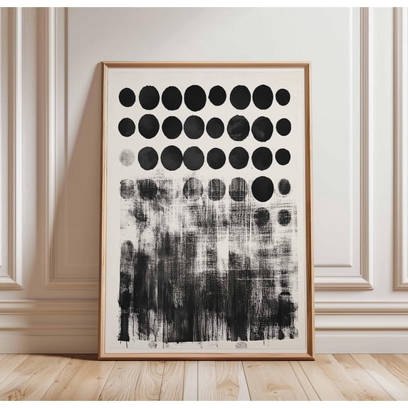 Abstract Black and White Poster Modern Circle Art Print Geometric Dot ...