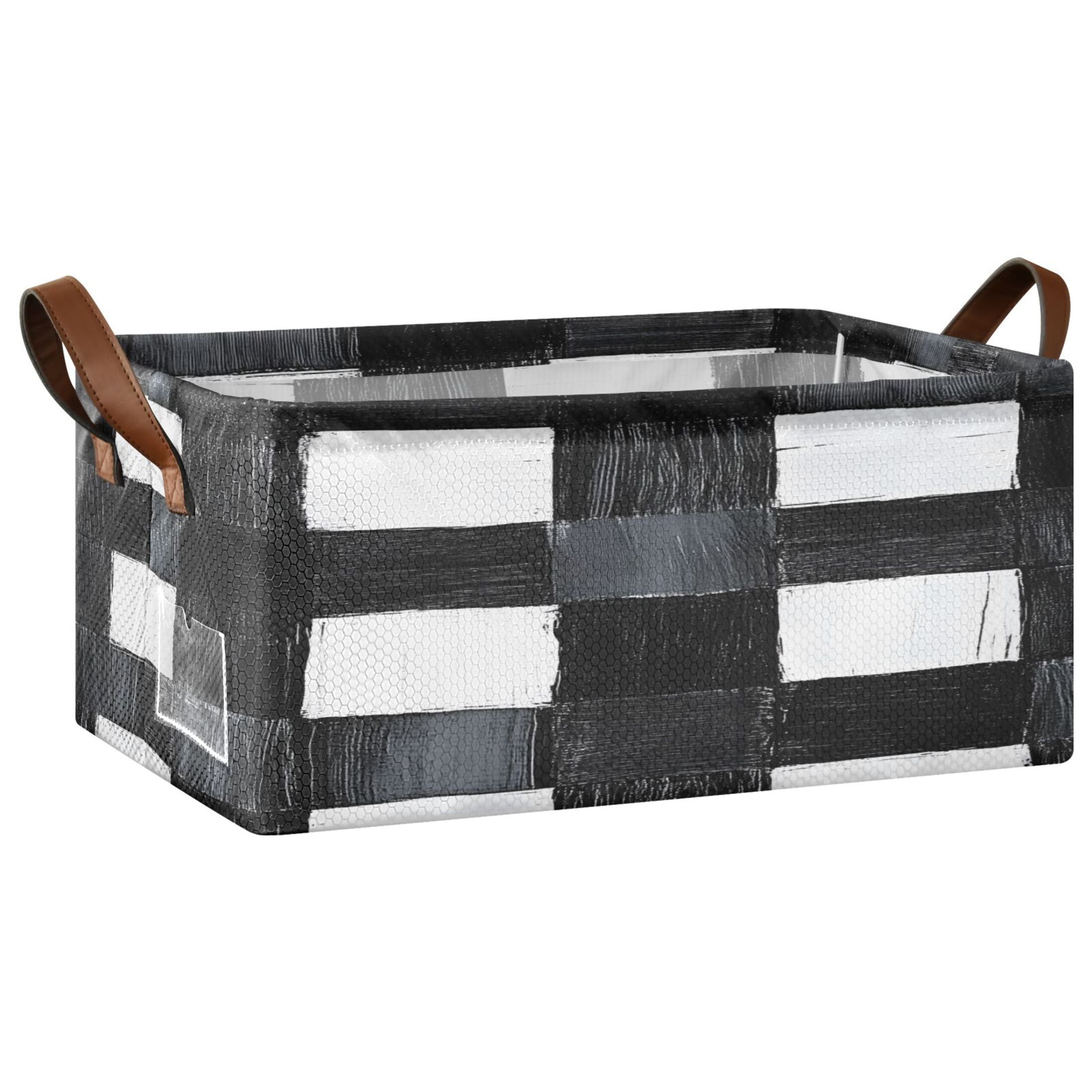 Abstract Black and White Stripe Open Home Storage Bins Foldable Metal ...