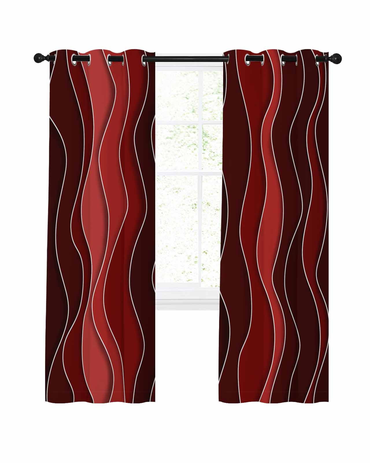 Abstract Blackout Curtains for Bedroom Living Room, Red Gradient Waves ...