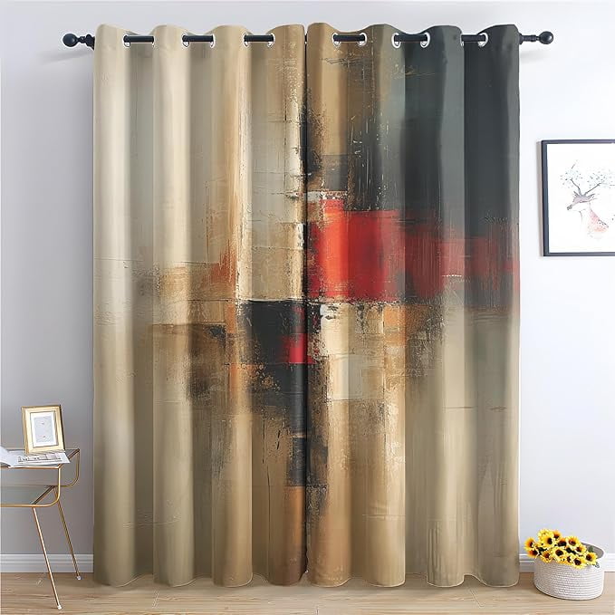 Abstract Blackout Curtains, Contemporary Art Curtains For Bedroom ...