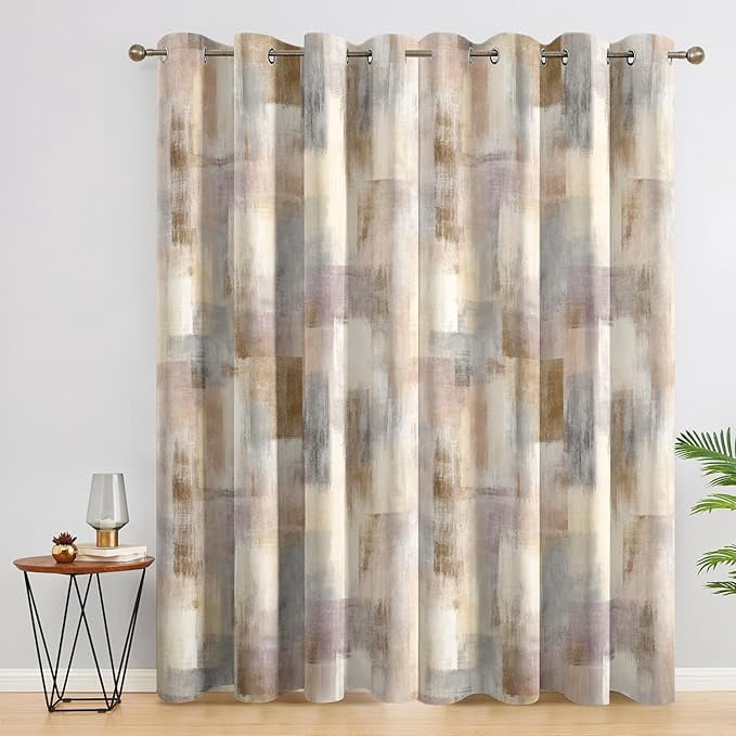 Abstract Blackout Curtains, Grey Blue Pink Curtains for Bedroom Living ...