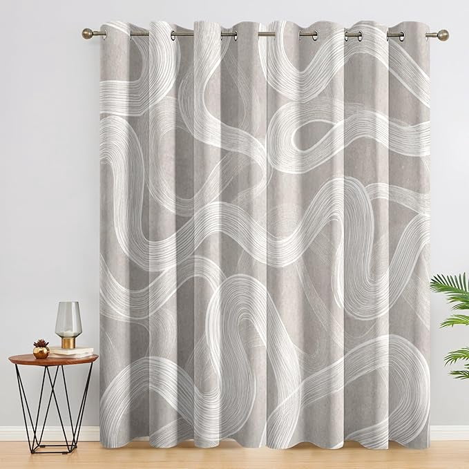 Abstract Blackout Curtains, Modern Art Striped Textured Curtains for ...