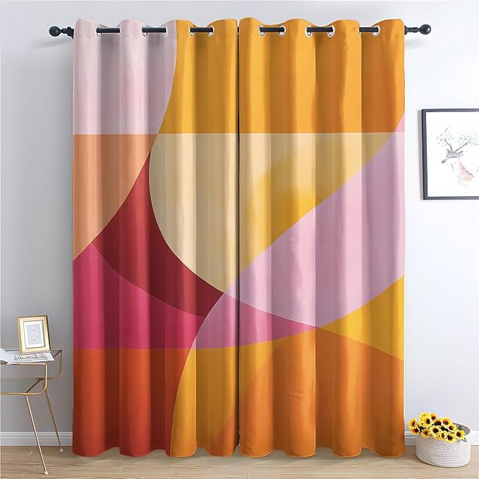Abstract Blackout Curtains, Modern Curtains For Bedroom Living Room ...