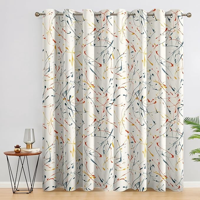 Abstract Blackout Curtains, Modern Line Artsy Curtains for Bedroom ...