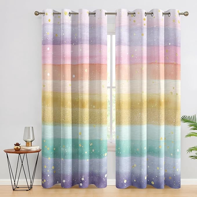 Abstract Blackout Curtains - Rainbow Blackout Curtains for Bedroom ...