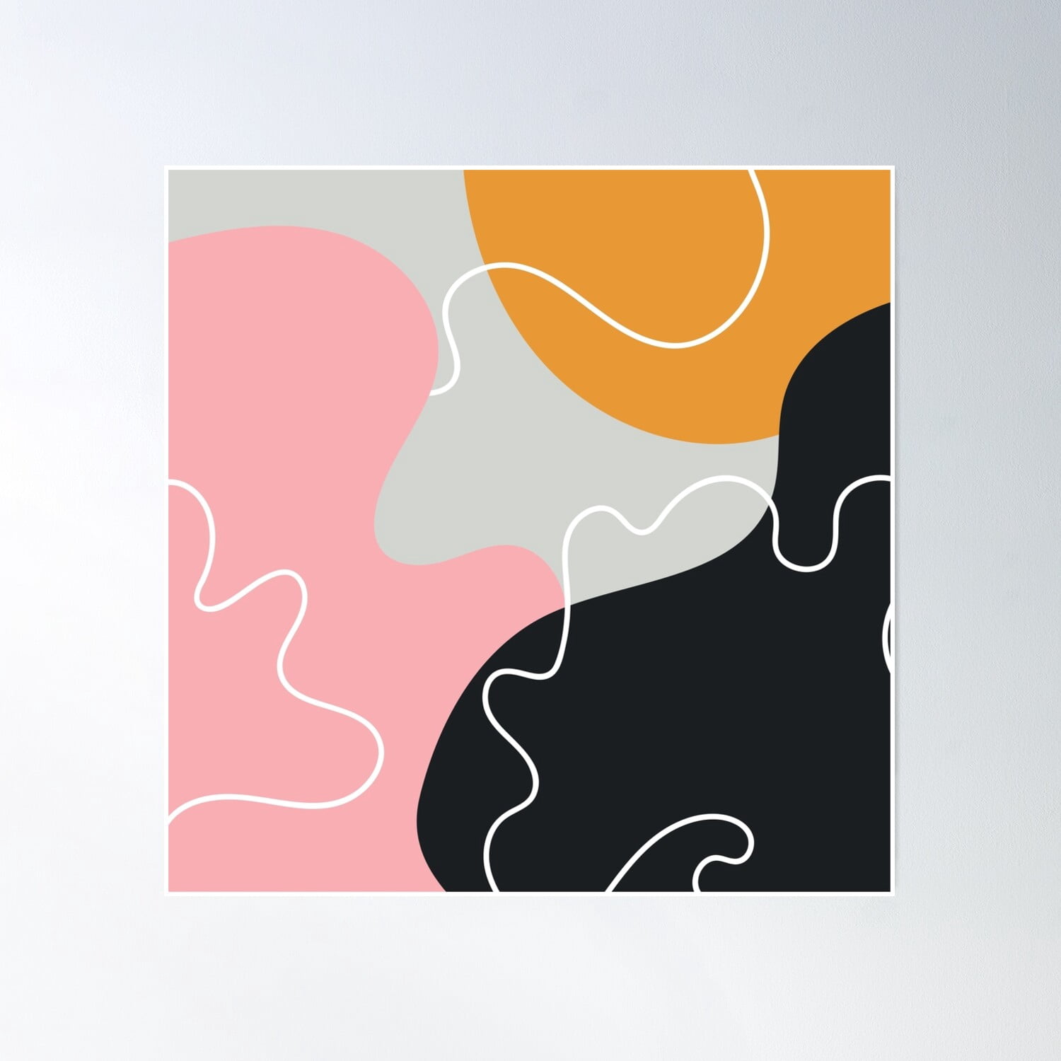 Abstract Blobs And Lines Poster Wall Art, Modern Wall Decor, 16x16 ...