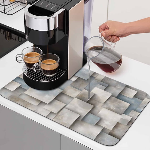 Abstract Block Dish Drying Mats for Kitchen Counter, Minimalist Beige ...