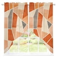 Abstract Block Sheer Curtains Swag Valances for Windows Orange Gray ...
