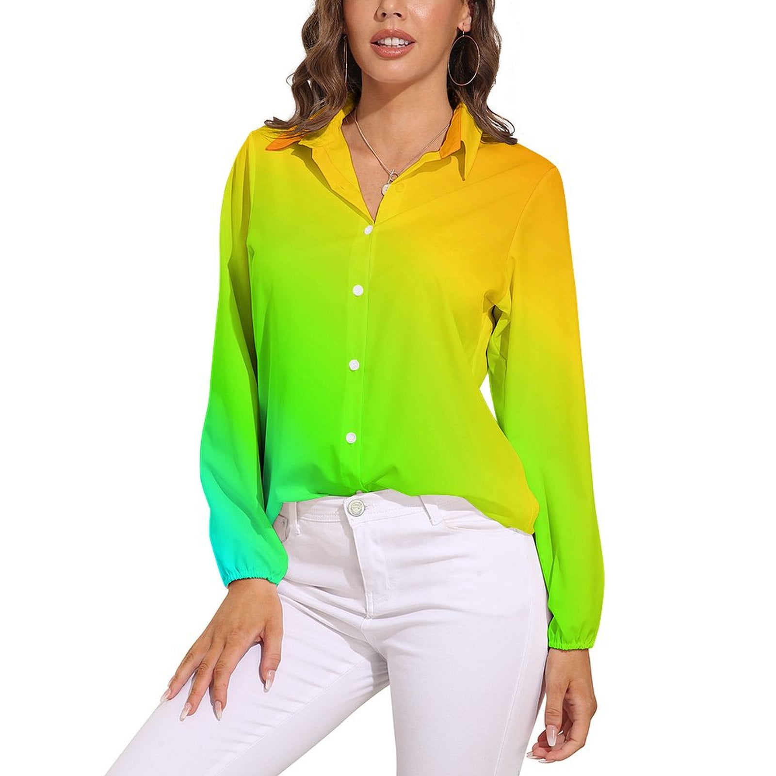 Abstract Blouse Long Sleeve Colorful Geometry Modern Blouses Female ...